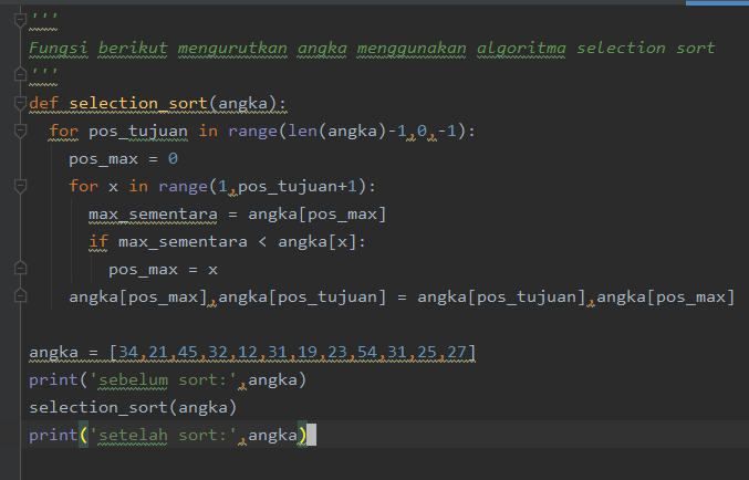 Implementasi Algoritma Selection Sort dalam Python