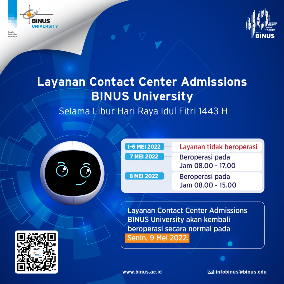 BINUS Contact Center (Unit) (libur) - big (Admissions) | BINUS ...