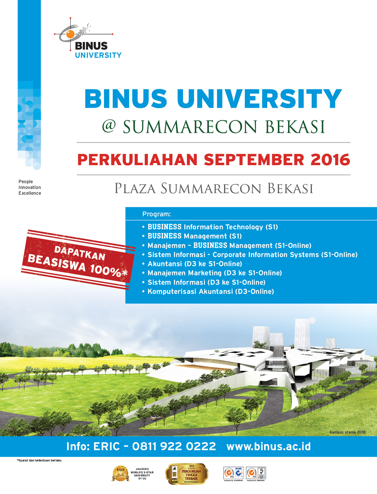 Beasiswa Penuh - BINUS @Bekasi - Kampus Beken Asyik | Business Service ...