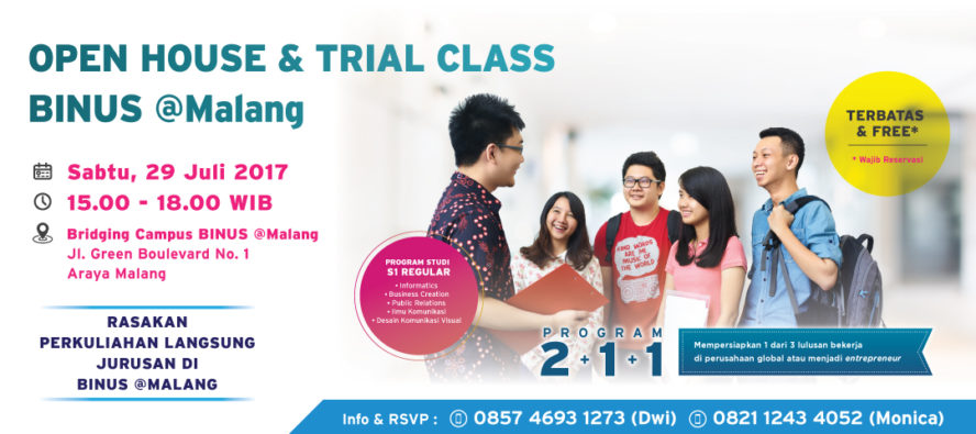 Open house and trial class BINUS Malang 29 Juli | BINUS UNIVERSITY ...