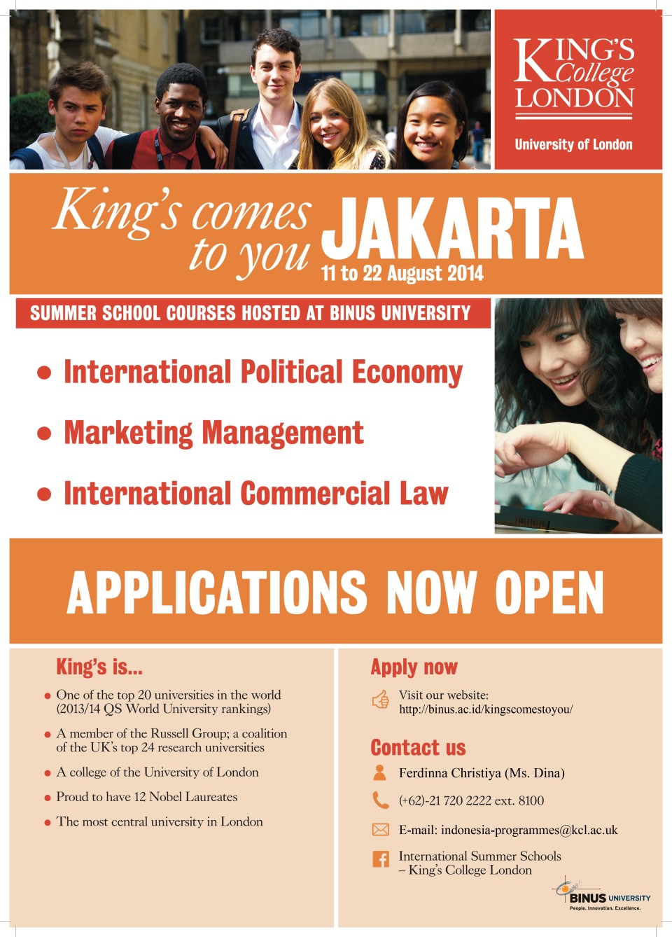 King’s College London Summer School | BINUS UNIVERSITY