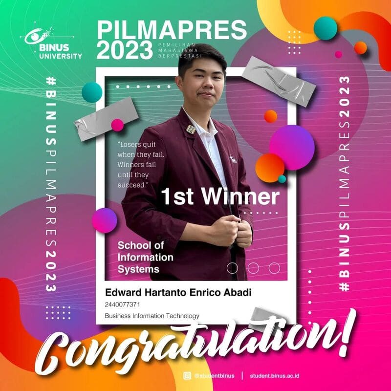 Edward Hartanto, Jawara Pilmapres BINUS UNIVERSITY 2023
